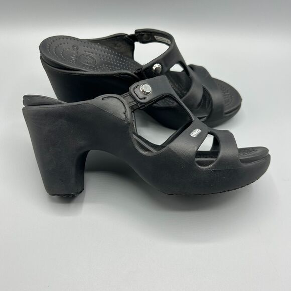 CROCS | Shoes | Crocs Black Cyprus Iv Womens Heeled Platform Sandals ...
